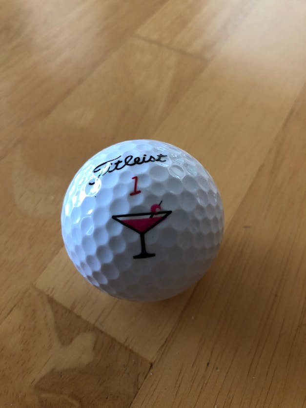 Pink Cocktail Golf Ball Ink Markings | Golfdotz